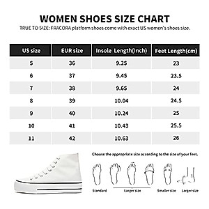 FRACORA Womens High Top Canvas Shoes White Black Platform Sneakers Lace Up Shoes for Women Casual(White,US7)