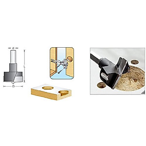 Amana Tool - EB-351 Carbide Tipped Economy Hinge Boring Bit R/H 35mm Dia x 90mm Long x 3/8