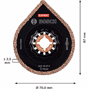 Bosch Professional 1x Expert 3 max AVZ 70 RT4 Multitool Grouting Plates (for Mortar, Ø 70 mm, Accessory Multitool)