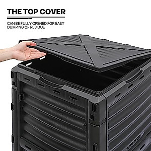 MoNiBloom 80 Gallon Large Compost Bin, BPA Free Outdoor Composting Tumblers for Garden Patio, All-Season Fast Working Rotating Chamber Composters for Garden Patio w/Sliding Door