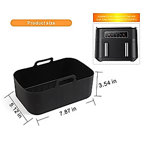 KINLYBO Air Fryer Silicone Pot and Magnetic Cheat Sheet Set for Ninja Foodi Dual, Reusable Silicone Air fryer Liner Baking Tray Basket, Air Fryer Accessories Cook Times