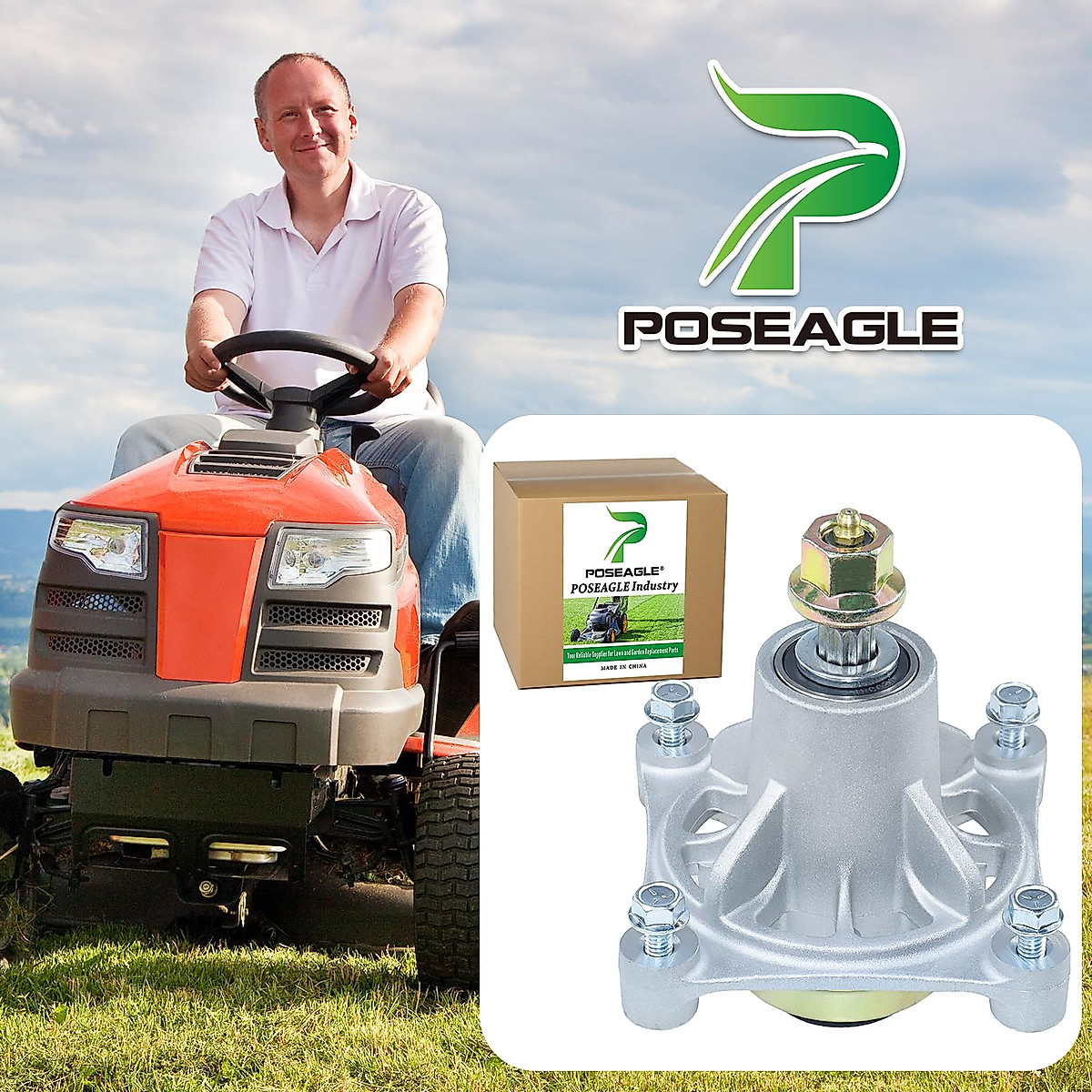 POSEAGLE 587125201 Mandrel Assembly Replace Husqvarna 587125201, 532174356, 174356, 174358, 539107515, Husqvarna z246 Spindle for Husqvarna z246, rz4623, rz46i, rz5424, yth2348, yth2448 Decks