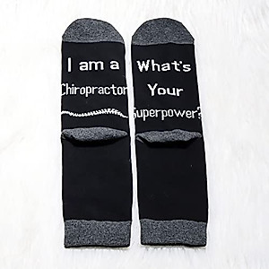 JNIAP Chiropractor Socks New Chiropractor Gifts Chiropractic Student Graduation Gifts 2 Pair Chiropractor Crew Socks for Men Novelty Socks(BLACK)