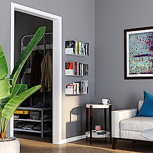 Wallniture Bali White Floating Shelves for Wall, CD DVD Storage Shelves and Metal Bookshelf Set of 3