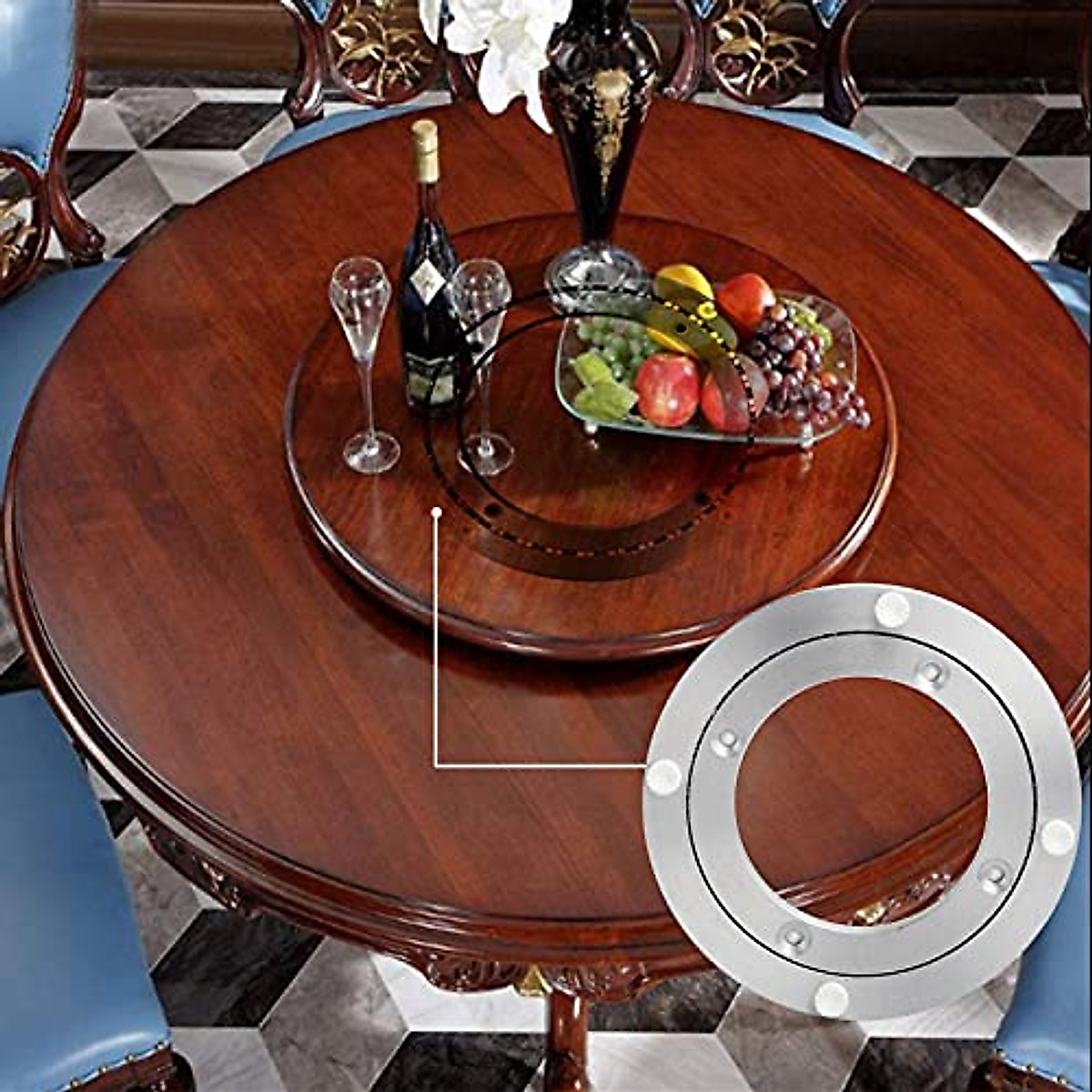 Silent Turntable Plate Table Bearing Rotating Tray - Improved Mute Aluminum Alloy Hardware - Stable and Non-Slip Lazy Susan Hardware Turntable Bearing(5 In)