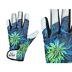 HMH Leather Gardening Gloves - Large, Green Short, Unisex
