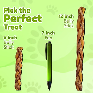FURFUEL Braided Bully Sticks for Dogs, (3 Count, 12 Inch) Natural Long-Lasting Dog Chew for Large, Medium & Small Breeds, Perfect for Training & Sensitive Stomachs
