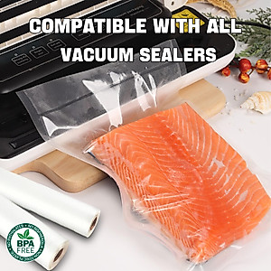 NexLevVac Vacuum Sealer Bags Rolls for Food 2 Pack 11"x50'(1Rolls)+8"x50'(1Rolls),Seal a Meal Bags,Food Saver Bags for Vacuum Sealer,Sous Vide,Meal Prep,Commercial Customized Size Vacuum Seal Bags