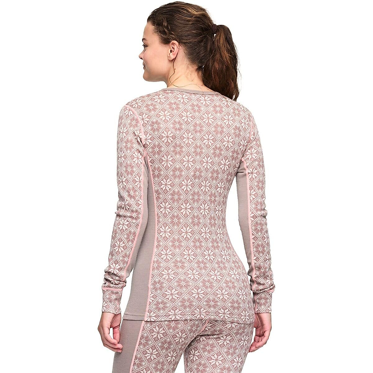 Kari Traa Rose Long Sleeve Women's Base Layer Top - 100% Merino Wool Fitted Knit Thermal Shirt, Taupe, X-Small