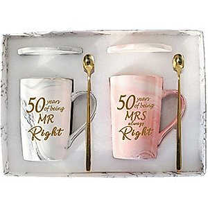 50th Wedding Anniversary Coffee Mugs 50th Wedding Mugs 50 Year Parents Anniversary Mugs 50th Anniversary Mugs for Couple Her Husband Wife Parents Golden Anniversary Mugs for Parents Mugs 14 Ounce