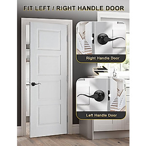 Mengico 6 Pack Door Handle Lock,Black Door Lever Interior,Passage Door Levers Closet Hallway Door Lever,Reversible Wave Lever Handles