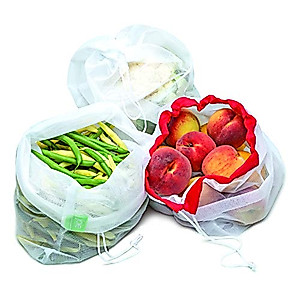 Joie Reusable Produce Bags 5pc Set, Sustainable, Nylon, Mesh, Machine Washable, Eco-Friendly