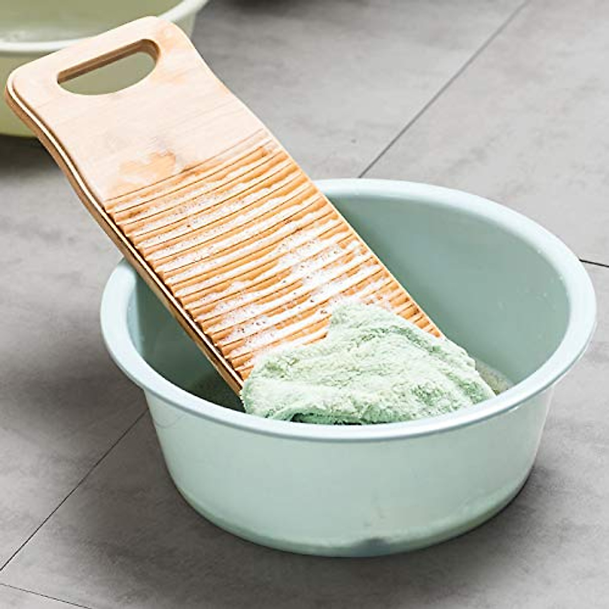 Lakingo Natural Bamboo Hand Washboard for Laundry Washing Clothes, Small Wood Scrub Board, Rustic Old Fashioned Washboard, Mini Wash Board for Hand Washing, Washboard Laundry Board for Kids Home