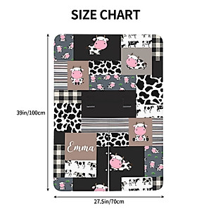 Personalized Cow Plaid and Cow Spot Baby Car Seat Canopy for Babies with Name, Custom Car Seat Covers for Girls Boys, Peekaboo Opening Minky Nursing Cover Infant Car Seat Canopies for Newborn