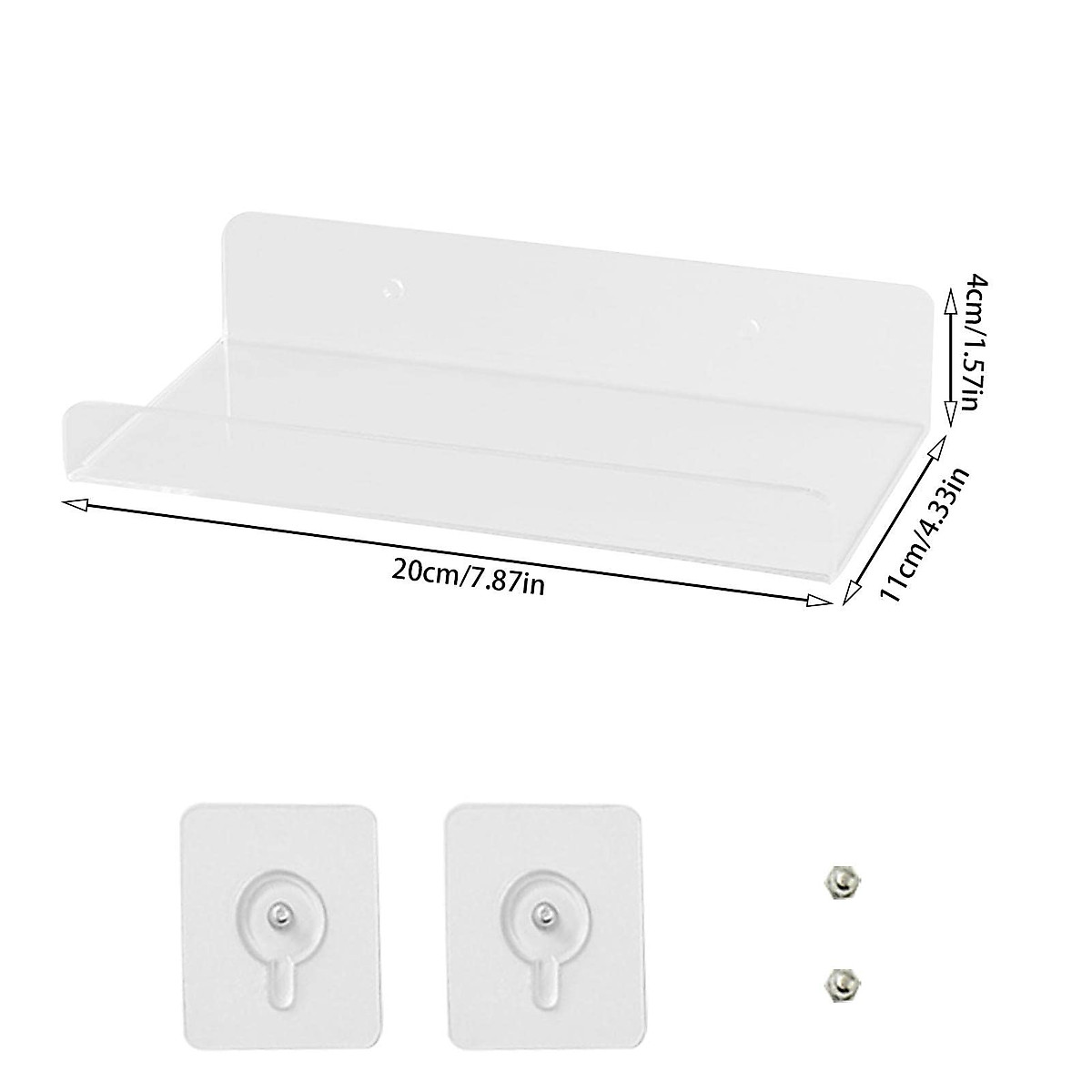 Tmay Floating Shelf | Acrylic Acid Speaker Shelves Wall Mounted with Removable Rail - No Drilling Shelf Wall Mount Shelf for Home Bedroom Living Room Bathroom