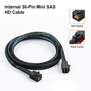 CableCreation Internal Mini SAS HD Cable, Mini SAS SFF-8643 to SFF-8643 Cable, 3.3FT