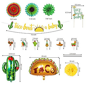 Ayamuba Taco Bout a Baby Decoration,Mexican Birthday Party Decoration with Fiesta Paper Fans, Taco Bout a Baby Banner, Cactus Balloons for Fiesta Baby Shower Decoration, Wedding Décor