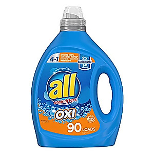 all Laundry Detergent Liquid, Fights Tough Stains with OXI Power, High Efficiency Compatible, 2X Concentrated, 90 Loads