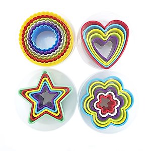 KKR Cookie Cutters, 22 PCS Plastic Cookie Cutters With Various Sizes In 4 Shapes: Flower, Star, Round & Heart (Mix Colors), Baking Mold For Cookies and Biscuits, Ideal For Kids