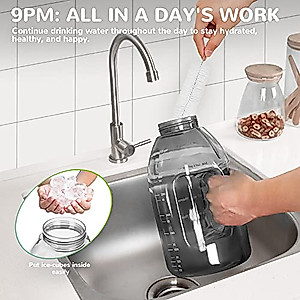 Diller bottle 1 Gallon Water Bottle with Time Marker, Large 128oz Water Bottle to Drink, Motivational Water Jug with handle for Gym Workout, BPA Free, Leak-Proof (Black)