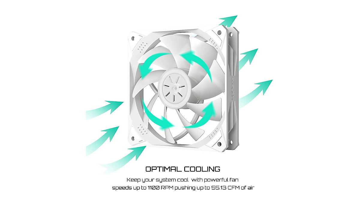 upHere 120mm White ARGB PC Fans (6-Pack) - Sync & Cool