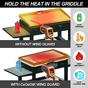 Upgraded Wind Guards for Blackstone 22" Griddle, Grill Accessories for Griddle Grill and Camping, Stainless Steel Magnetic Wind Screen Protect Flame Hold Heat, Compatible with Hood and Side Shelf