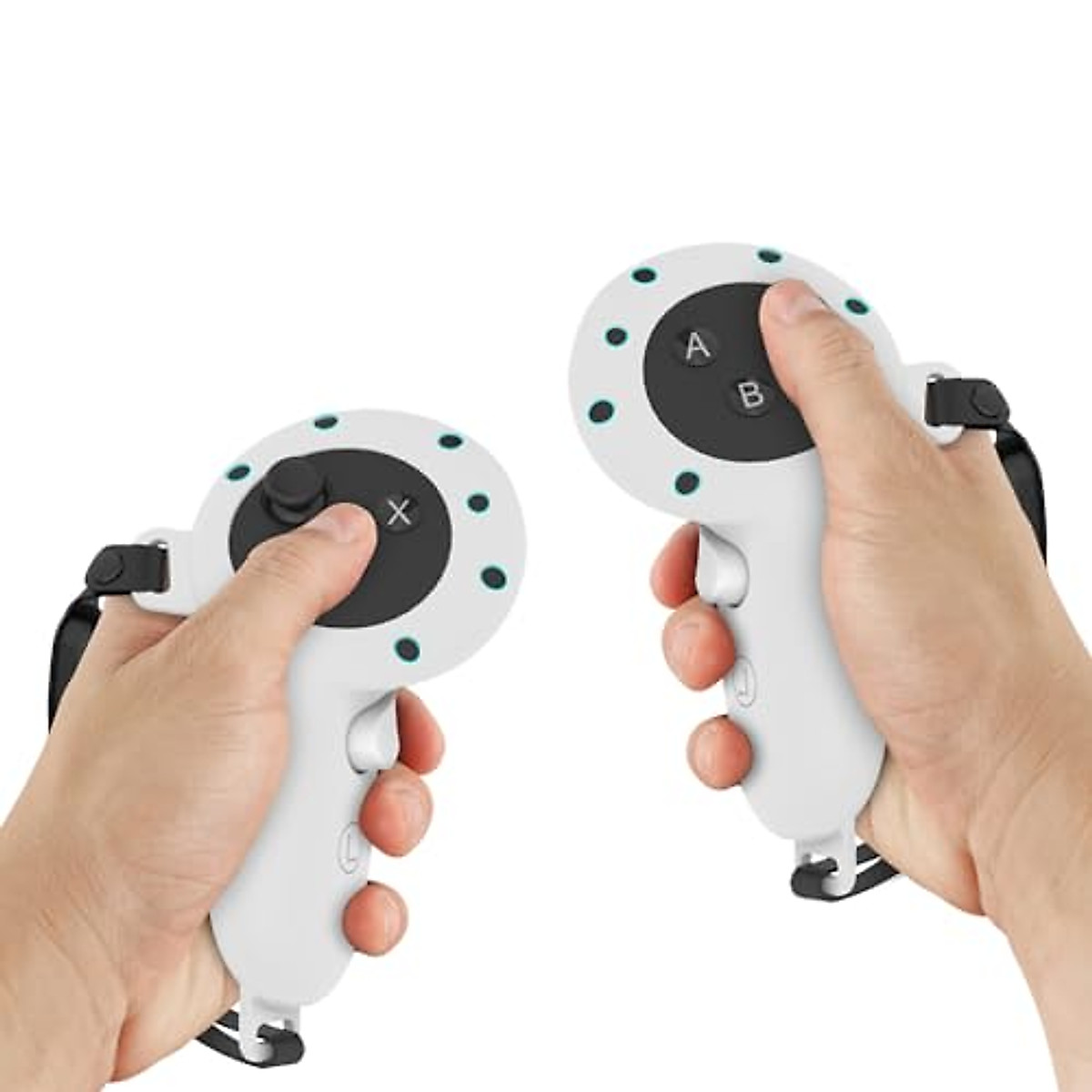 AZURAOKEY 1 Pair Silicone Controller Grips Cover Compatible with Meta Quest 3 Accessories, Anti-Shock Anti-Fall with Adjustable Strap Left &Right for Meta Quest 3 Controller Grips