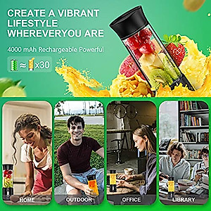 chalvh Portable Blender, 16.9 Oz Personal Blender for Shakes and Smoothies, Fruit Juice Mixer Rechargeable with USB C, Six 3D Blades Mini Blender for Sports, Office, Travel, Gym, and Outdoors(Black)