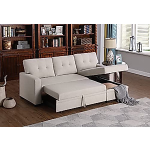 Devion Furniture Leager Sofabed, 83" W x 53" D x 35H, Beige