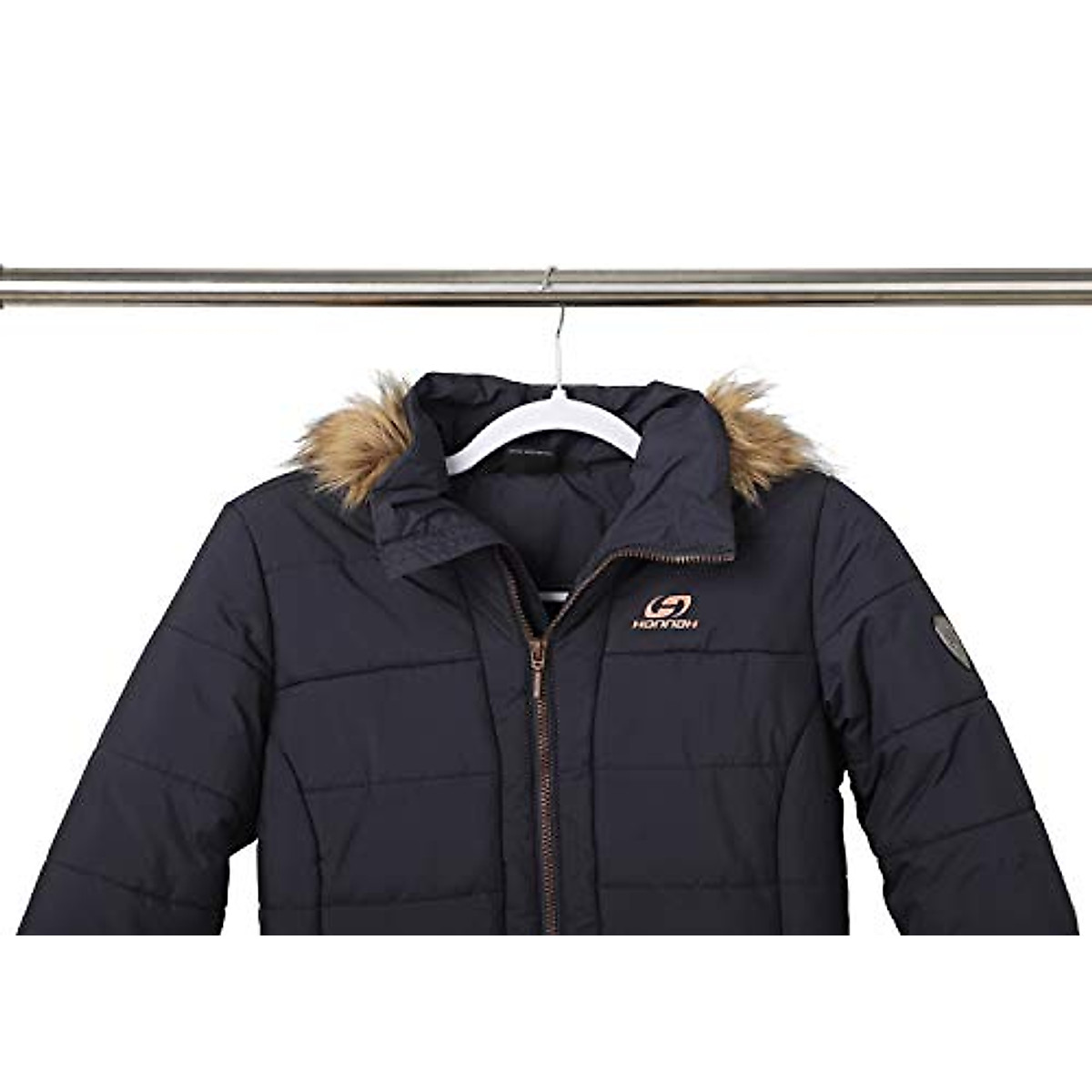 Finnhomy Heavy Duty 50 Pack Plastic Hangers, Durable Clothes Hangers with New Generation Non-Slip Pads,Space Saving Easy Slide Organizer for Bedroom Closet, Great for Shirts, Pants, White