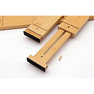 BamBamBoo Adjustable 17-22in Bamboo Dividers Organizers with 9 Inserts, Expandable Spring Loaded Drawer Dividers for Kitchen, Dresser, Bedroom, Bathroom, Office, and Garage (4 Pack)