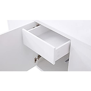 Zuri Furniture Modern Neve Sideboard in White High Gloss Lacquer with Polished Stainless Steel Legs