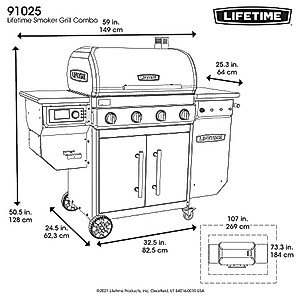 Lifetime Gas Grill and Wood Pellet Smoker Combo, WiFi and Bluetooth Control Technology