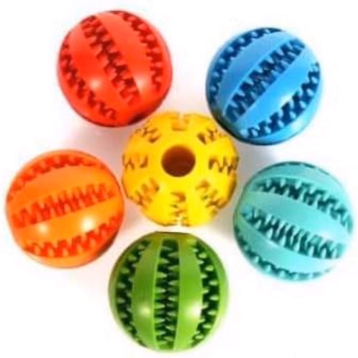 We Rocks Dog Toy Ball,Nontoxic Bite Resistant Teething Toys Balls for Small Dog and Puppy Cat, Dog Pet Food Treat Feeder Chew Tooth Cleaning Ball Exercise Game Dog Ball (Yellow)