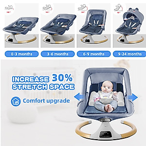 Baby Swings for Infants to Toddler,3 in 1 Electric Baby Swing Bluetooth Baby Rocker for Infants with Remote Control,Removable Dinner Plate,4 Gears Sway Time,Heavy Duty Base Infant Swing for 0-24 Month