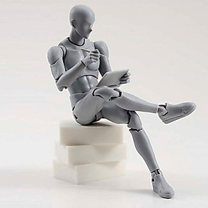 Action Figures Body-Kun DX & Body-Chan DX PVC Model SHF Children Kids Collector Toy Gift, Drawing Mannequin Figure Models for Artists (Grey Male)