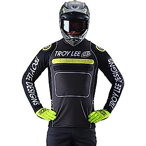 Troy Lee Designs Cycling MTB Bicycle Mountain Bike Jersey Shirt for Men, Sprint Jersey Drop in (Black/Green, Large)