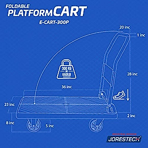 JORESTECH Platform Cart Folding Dolly Foldable Warehouse Moving Push Hand Truck (660 LBS PVC Wheels)