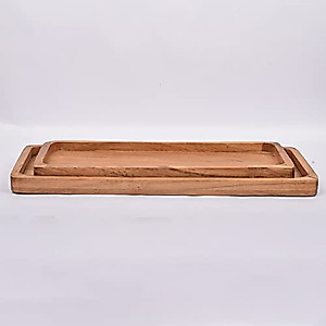 Samhita Acacia Wood Rectangular Wooden Platters for Food Holder/BBQ/Party Buffet Gift for Friend, Family.