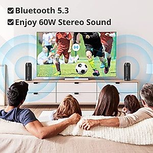 Tronsmart T7 Portable Bluetooth Speakers with 30W 360° Surround Sound, Bluetooth 5.3, Enhanced Bass, Wireless Stereo Pairing, Custom EQ via APP, IPX7 Waterproof Speaker for Party, Home, Outdoor