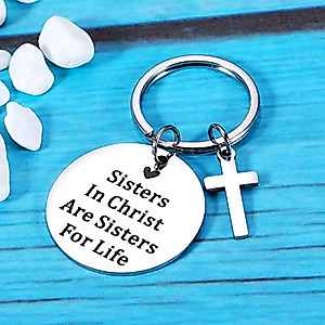 ZZP Christmas Gifts for Bible Study Group Women Friends Sisters In Christ Are Sisters For Life Key Chain Christian Religious Gifts Birthday Friendship Gifts for Christian Sister Girls