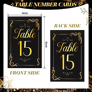 Hoemwarm 31 Sets Table Number Cards with Holders, Gold Black Table Numbers 1-30 and Head Table Holder 2 Inch Wedding Table Numbers Stand Place Card for Restaurants Party Centerpieces