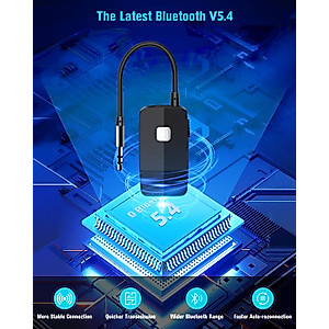 Golvery Upgraded Bluetooth 5.4 Receiver for Speaker, Wireless Audio Adapter for Home Audio Car Stereo with 3.5mm RCA Jack, 20 Hours Playtime, Dual Connection to 2 Phones, Easy Control ON/Off Slider