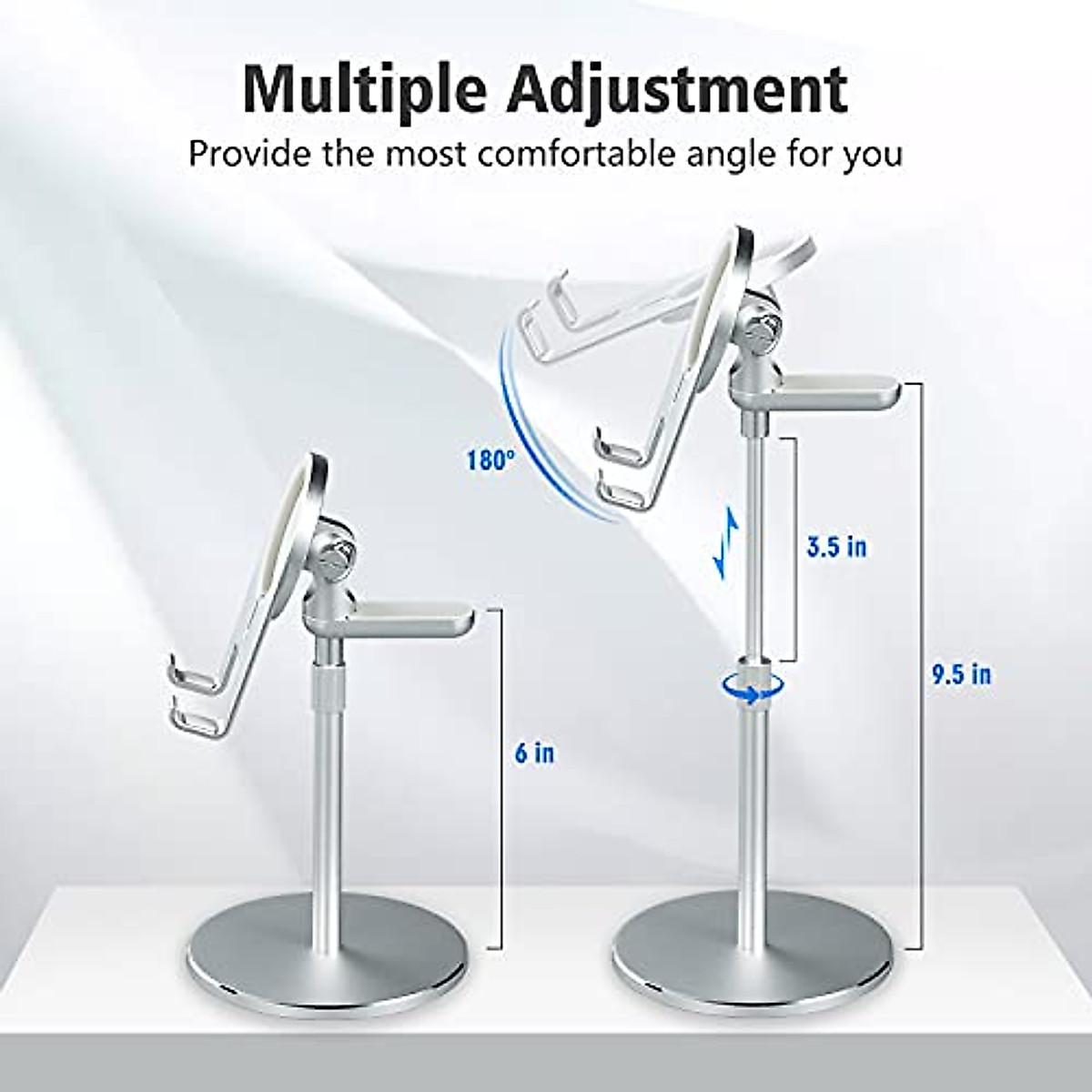 FULAIM P30 Aluminum Metal Headphone Stand, Removable Desktop Headset Holder Adjustable Earphone Stand for AirPods Max Sennheiser, Sony, Bose, Beats Gaming Headset - Silver