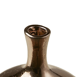 Madison Park Signature Ansen Ceramic Handmade Vase Set Home Décor - Metallic Accent Living Room Decoration Ideal for Shelf, Side Table, Mantle Ornaments, Multi Size, Bronze 3 Piece