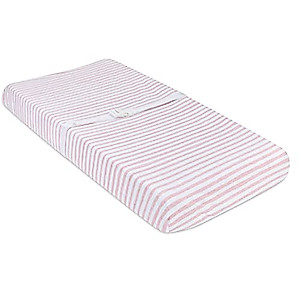 Ely's & Co. Patent Pending Waterproof Changing Pad Cover Set | Cradle Sheet Set by Ely's & Co no Need for Changing Pad Liner Mauve Pink Splash & Stripe 2 Pack for Baby Girl