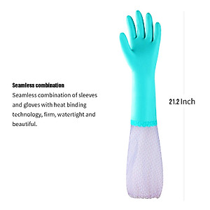 Elgood Reusable Long Sleeve Dishwashing Cleaning Gloves with Latex Free,Cotton Lining,Kitchen Gloves 2 Pairs,Purple+Blue L