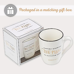 Christian Art Gifts Ceramic Scripture Coffee and Tea Mug 12 oz Inspirational Bible Verse Mug for Men and Women: I Know The Plans - Jeremiah 29:11 Lead and Cadmium-free Novelty White Mug