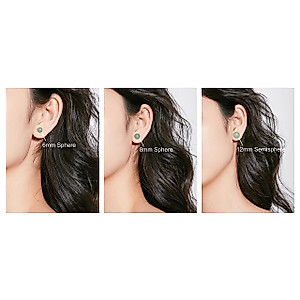 Jade Earrings for Women Jade Stud Earrings Jade Earrings for Men 6mm Sphere Lighter Green Jade Studs Graduation Gift Birthday Anniversary Holidays(A Pair of Studs, Lighter Green, 6mm Sphere)