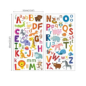 DECOWALL DA-1503A Animal Alphabet ABC Kids Wall Stickers Wall Decals Peel and Stick Removable Wall Stickers for Kids Nursery Bedroom Living Room d?cor